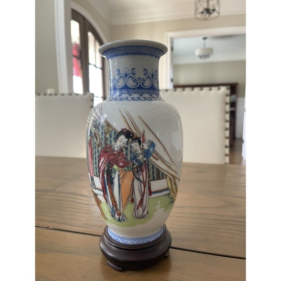 Art | Vintage Chinese Porcelain Vase 85 Tall Two Women With Swords Poem ...